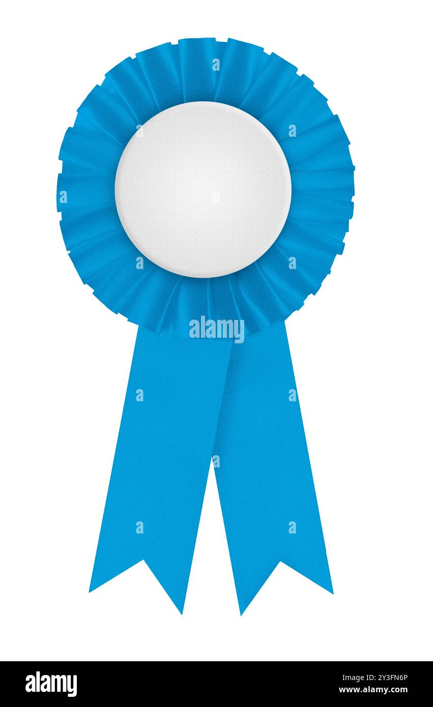 Rosette - aqua blue winners prize ribbon. Circular pleated award with ...