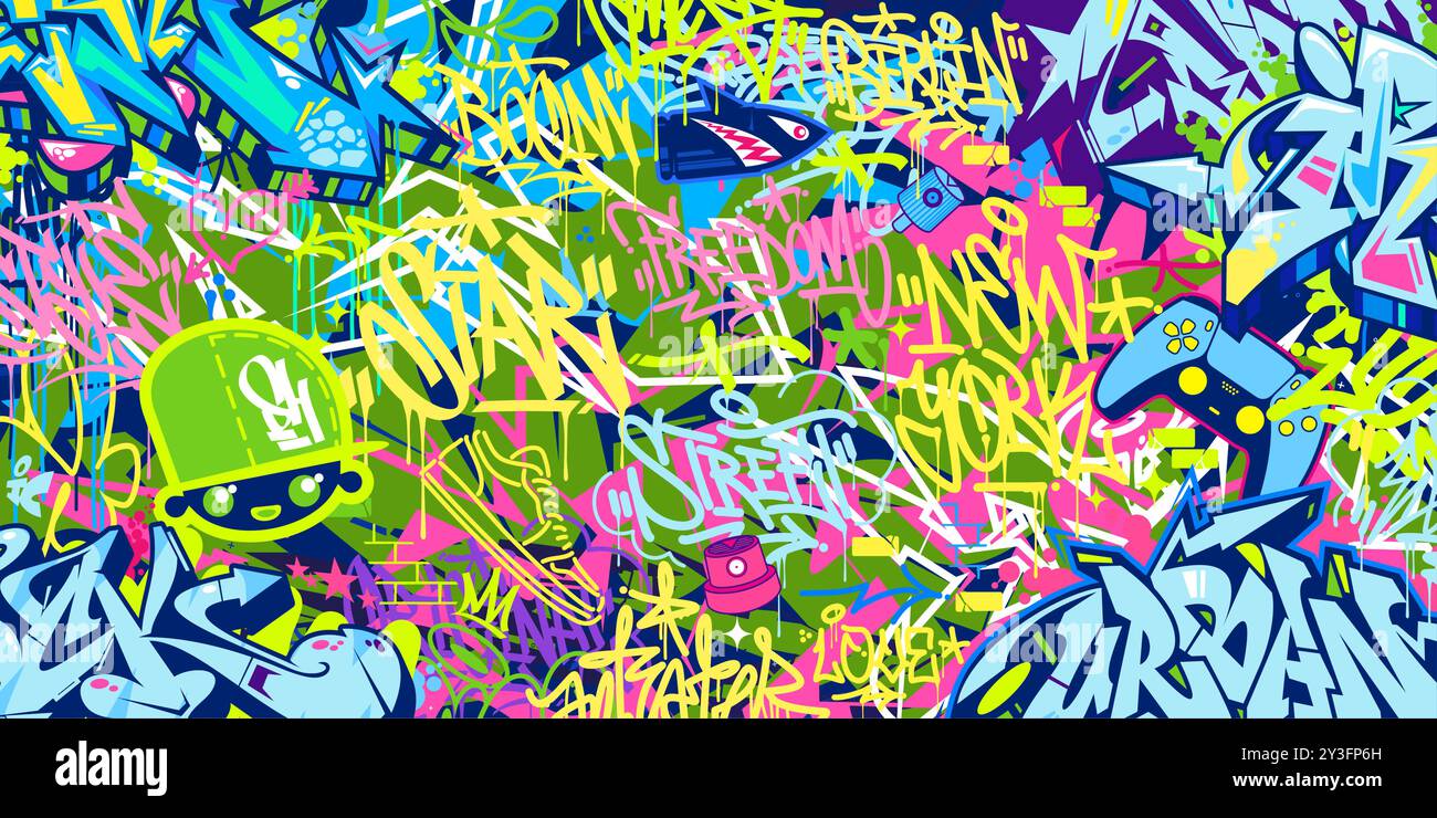 Abstract Hip Hop Urban Street Art Graffiti Style Vector Illustration ...