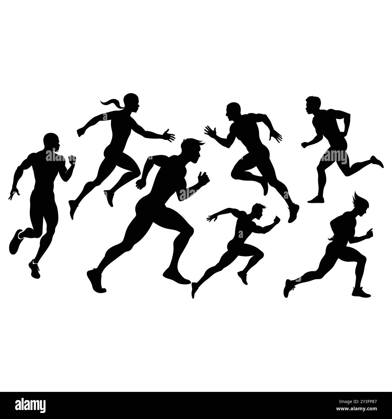 Runner vector silhouette Black and White Stock Photos & Images - Alamy