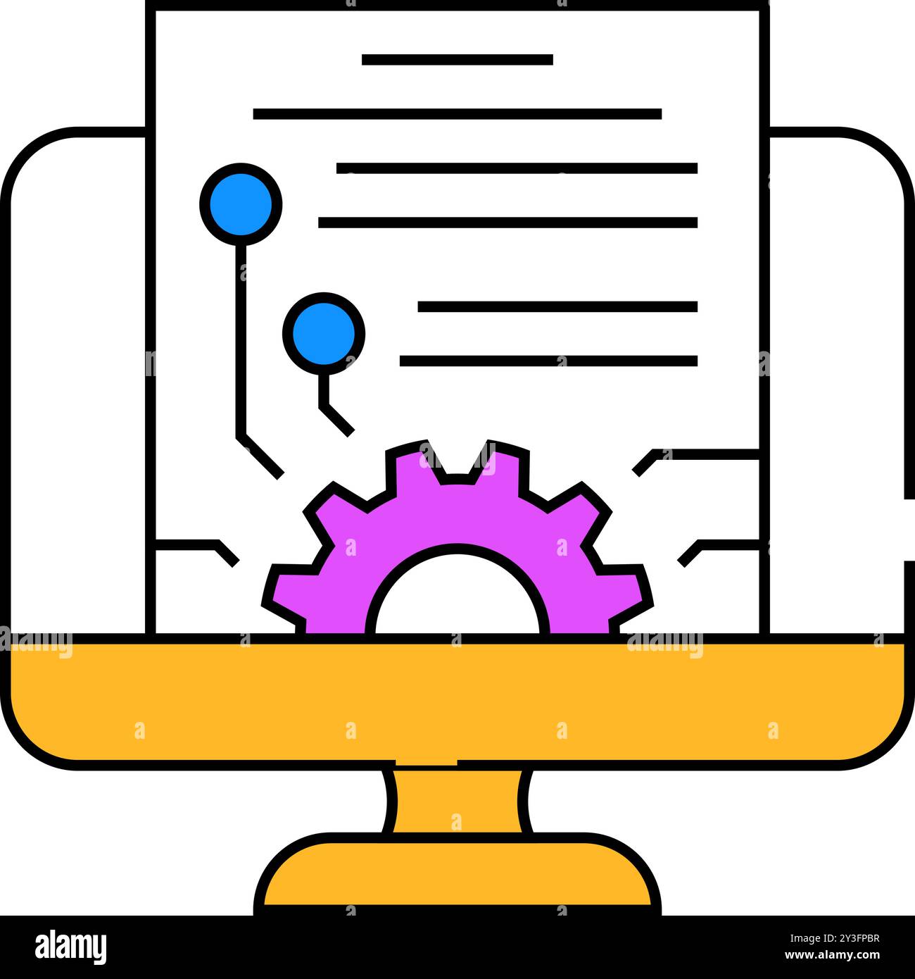 information technology management business icon color illustration ...