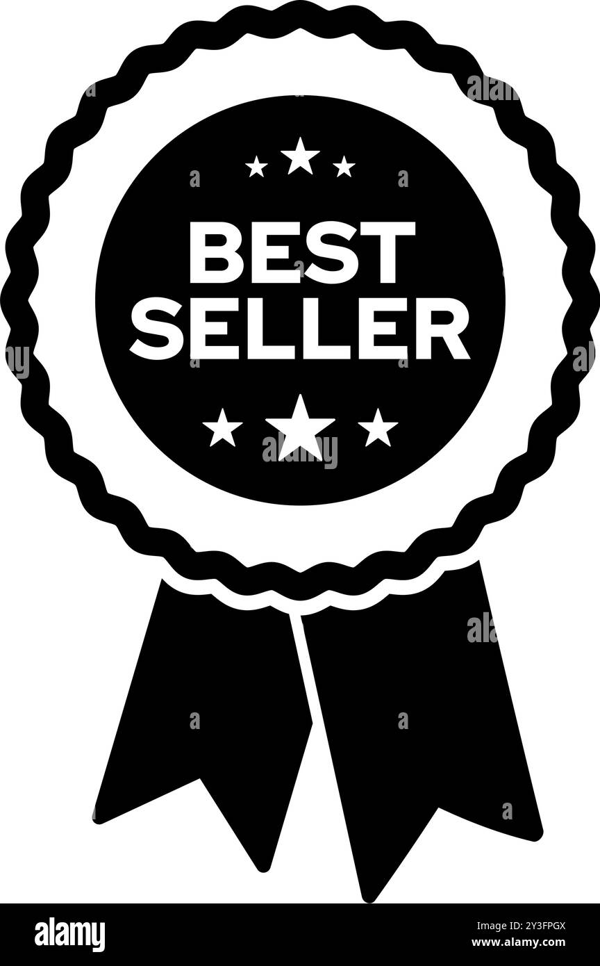 Best seller award badge monochrome clip art. vector illustration Stock ...