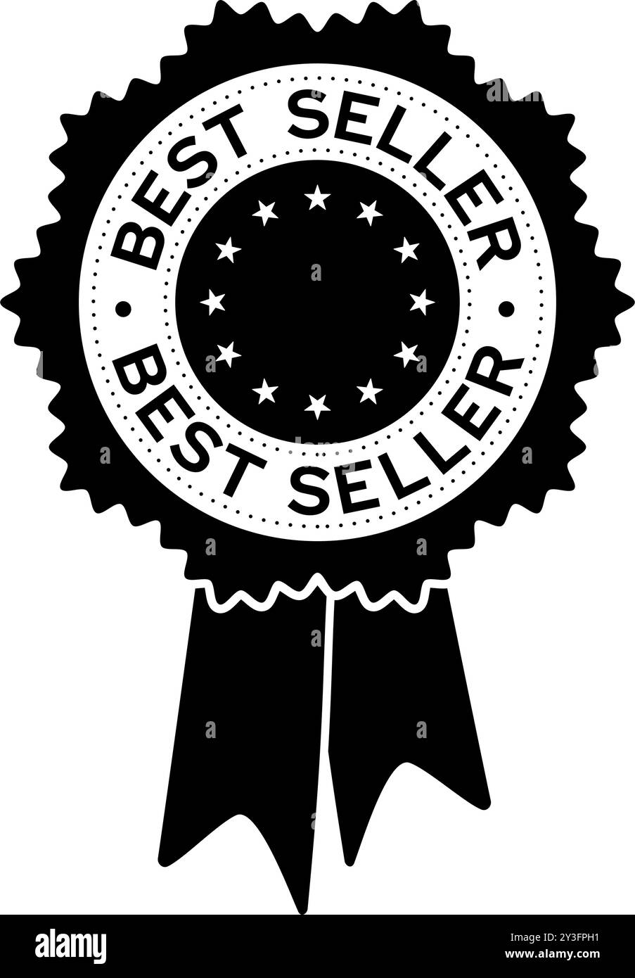 Best seller prize rosette monochrome clip art. vector illustration ...