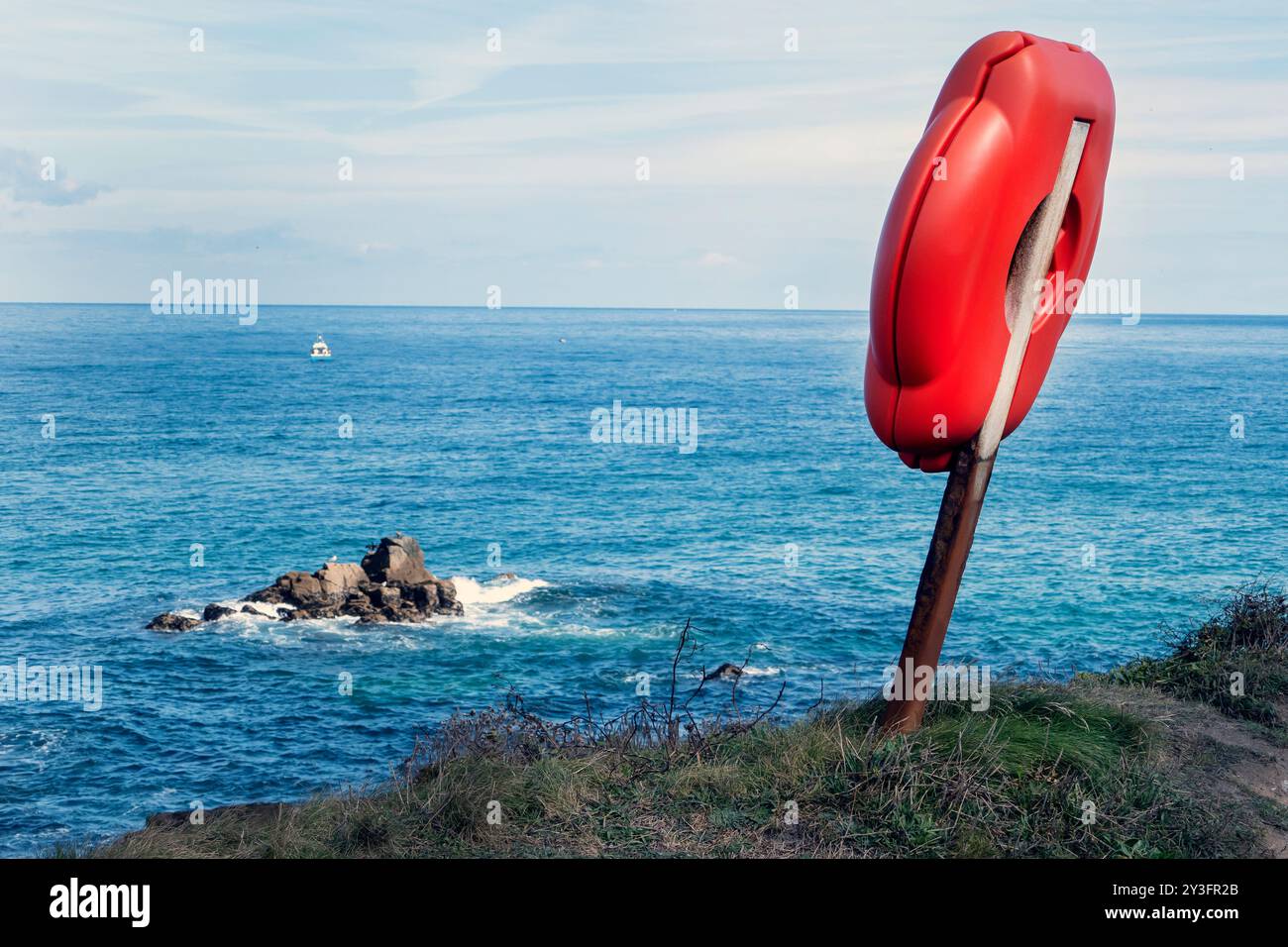 Life saving equipment on a coastal path at St Ives Cornwall UK Stock ...