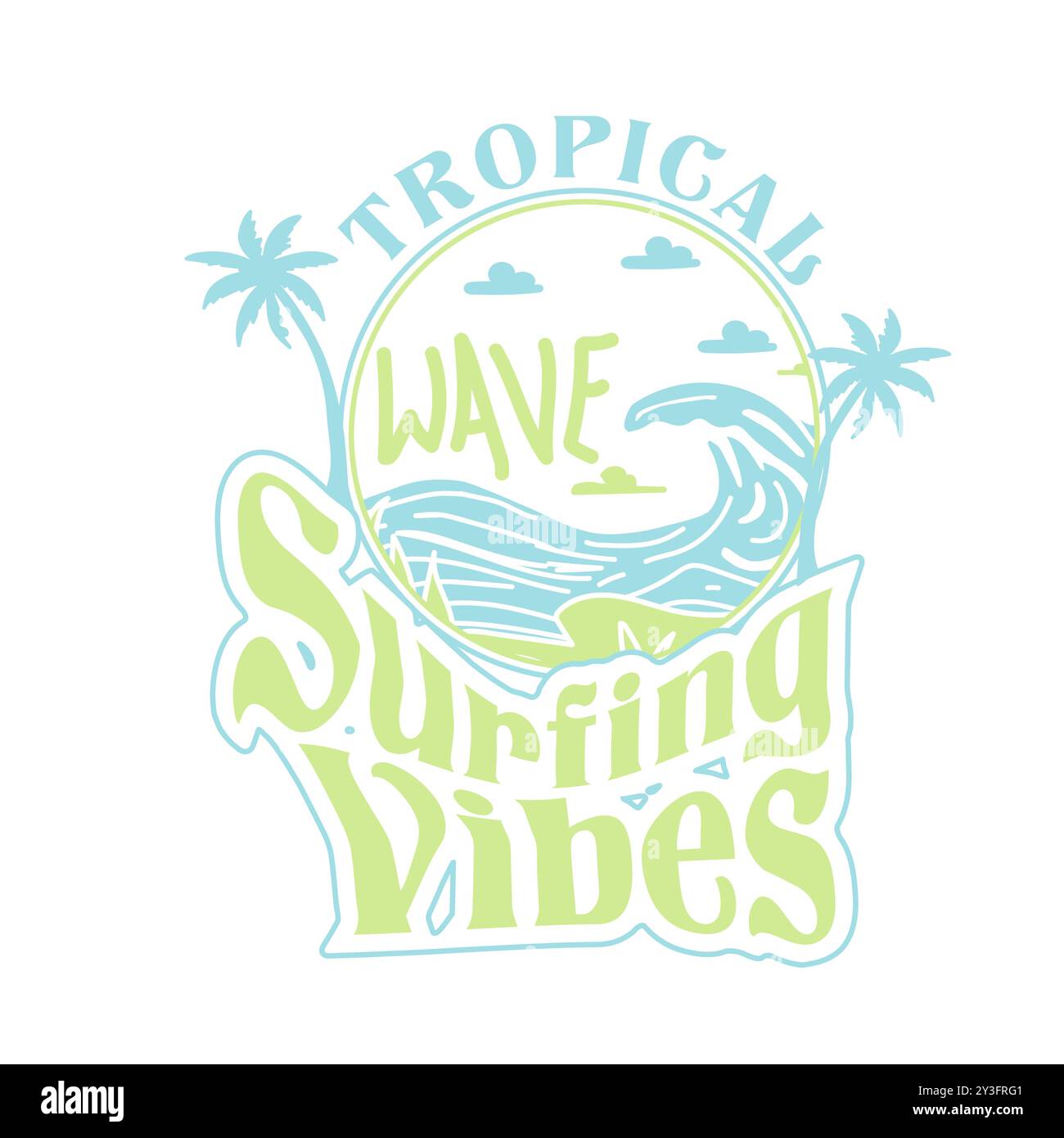 Tropical Surfing Vibes typography waves summer beach poster design ...