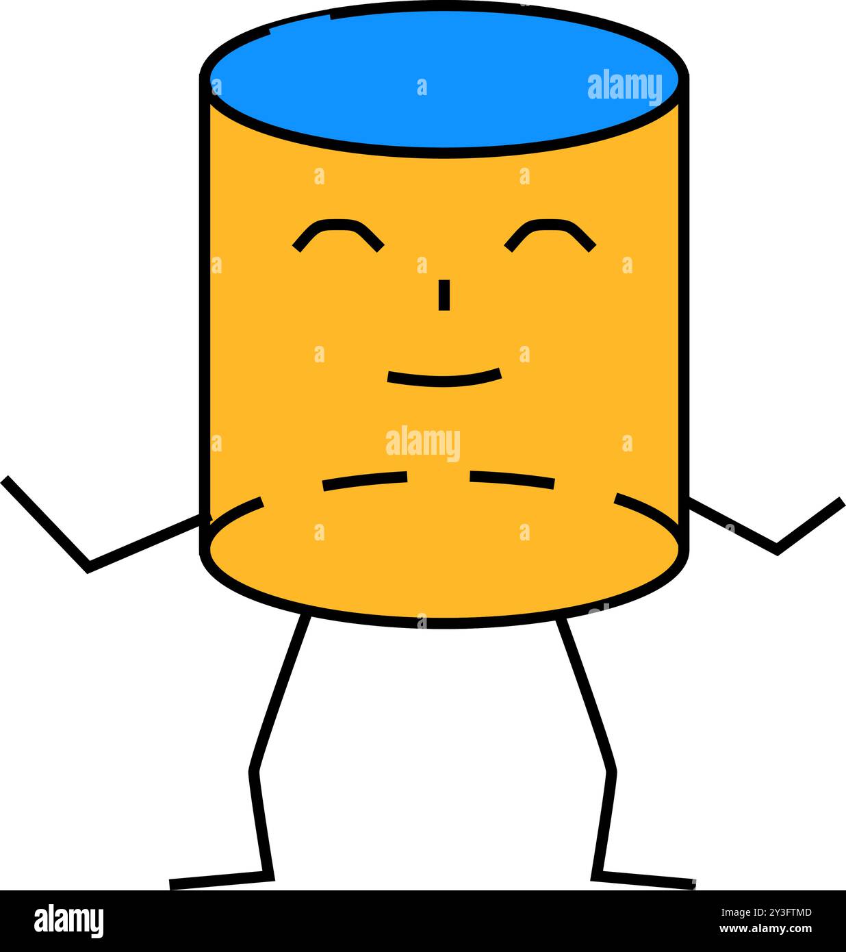 cylinder geometric shape character icon color illustration Stock Vector ...