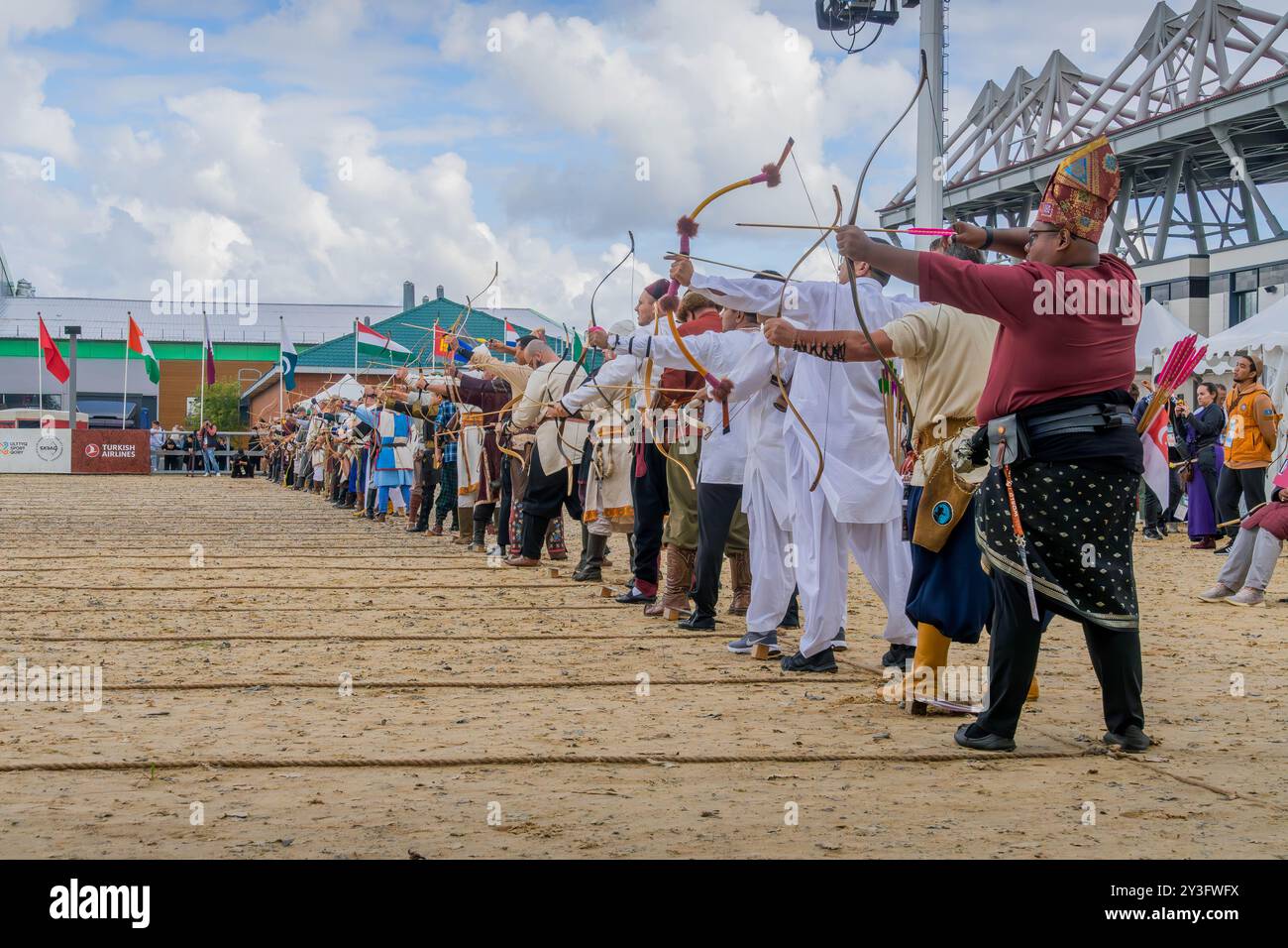 The archers at traditional archery competition at World Nomad Games, a ...