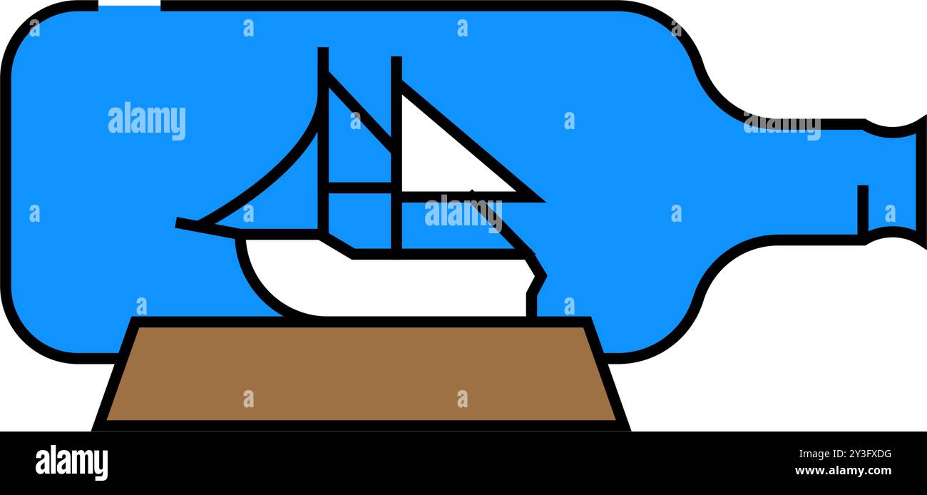 assembling boats in bottles icon color illustration Stock Vector Image ...