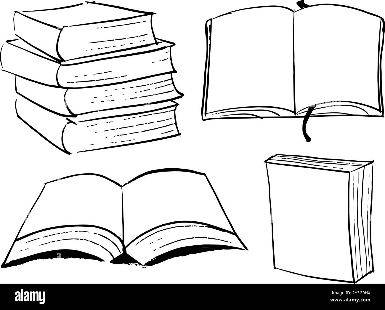 hand drawn illustration of books, doodles of books Stock Vector Image ...