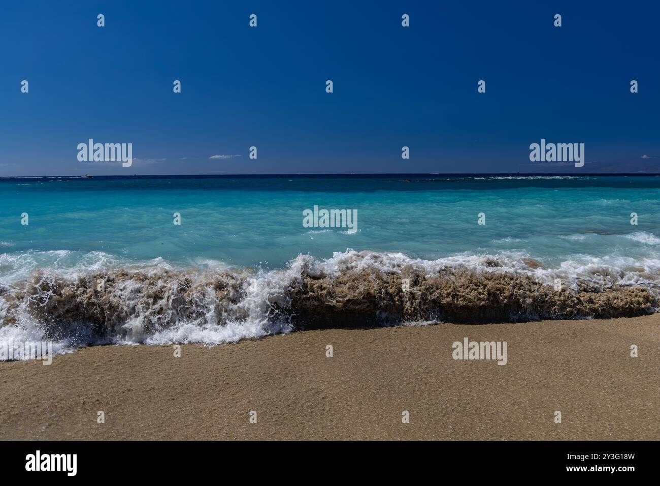 Yellow sand beach, dangerous high waves, Costa Adeje, rough Atlantic ...