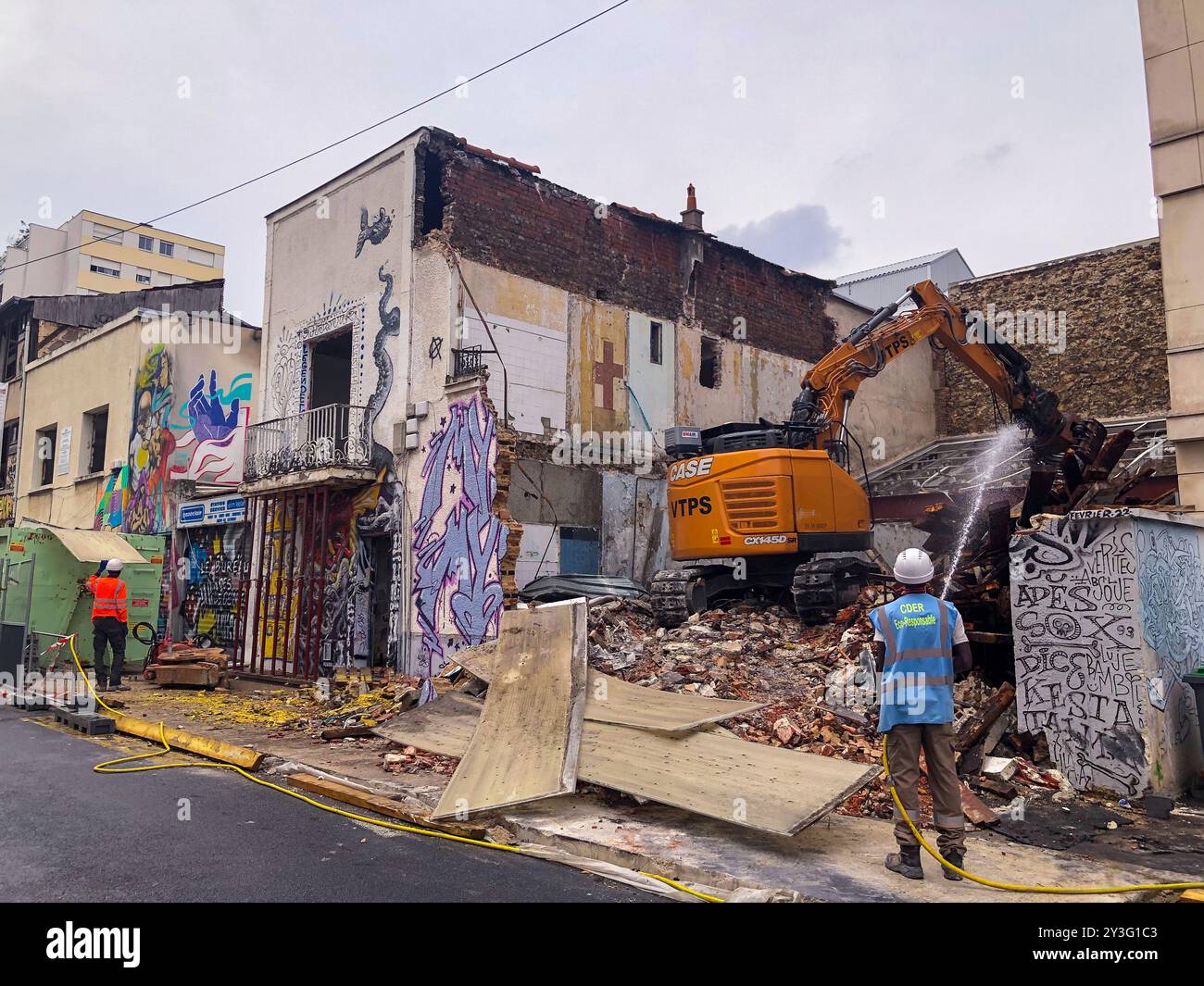 Paris, France, Construction Site, Street Scene, Construction Worker ...