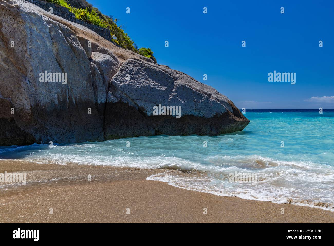 Yellow sand beach, dangerous high waves, Costa Adeje, rough Atlantic ...