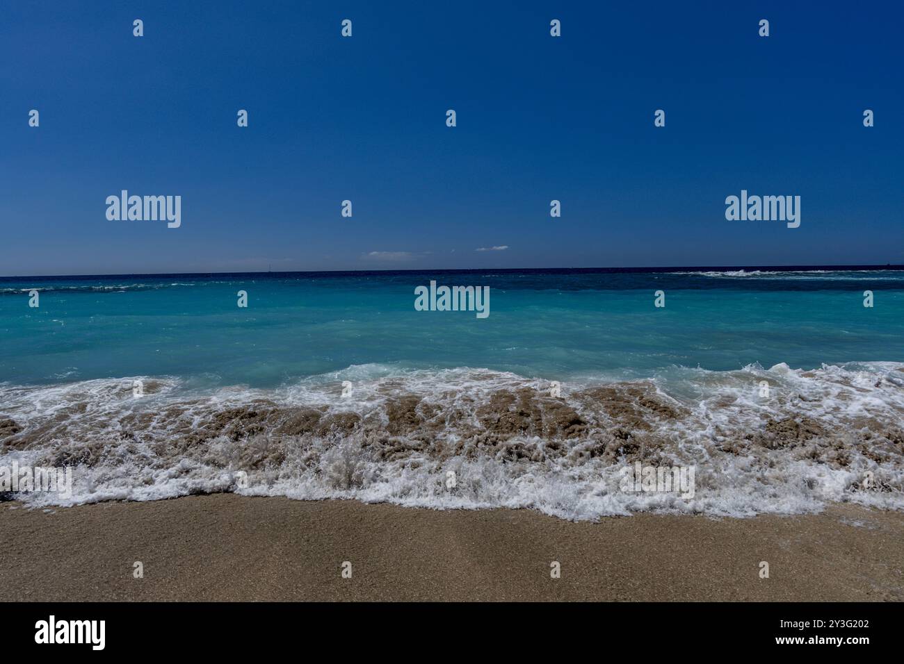 Yellow sand beach, dangerous high waves, Costa Adeje, rough Atlantic ...