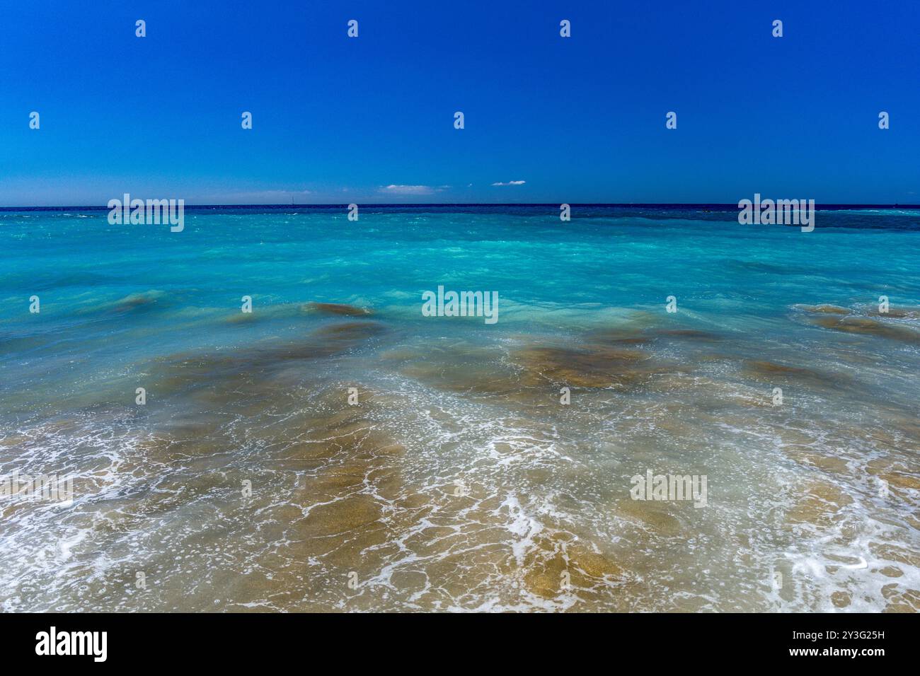 Yellow sand beach, dangerous high waves, Costa Adeje, rough Atlantic ...