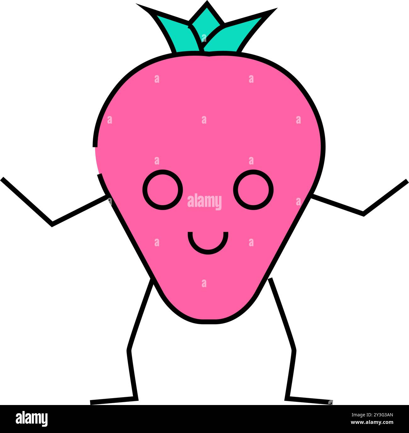 strawberry berry character icon color illustration Stock Vector Image ...