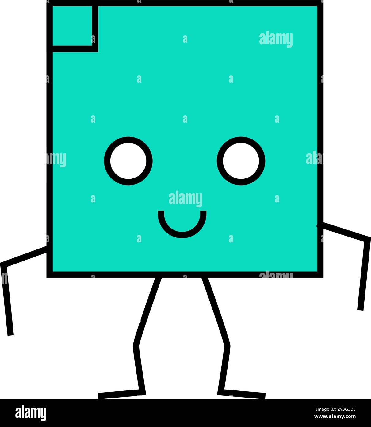 square geometric shape character icon color illustration Stock Vector ...