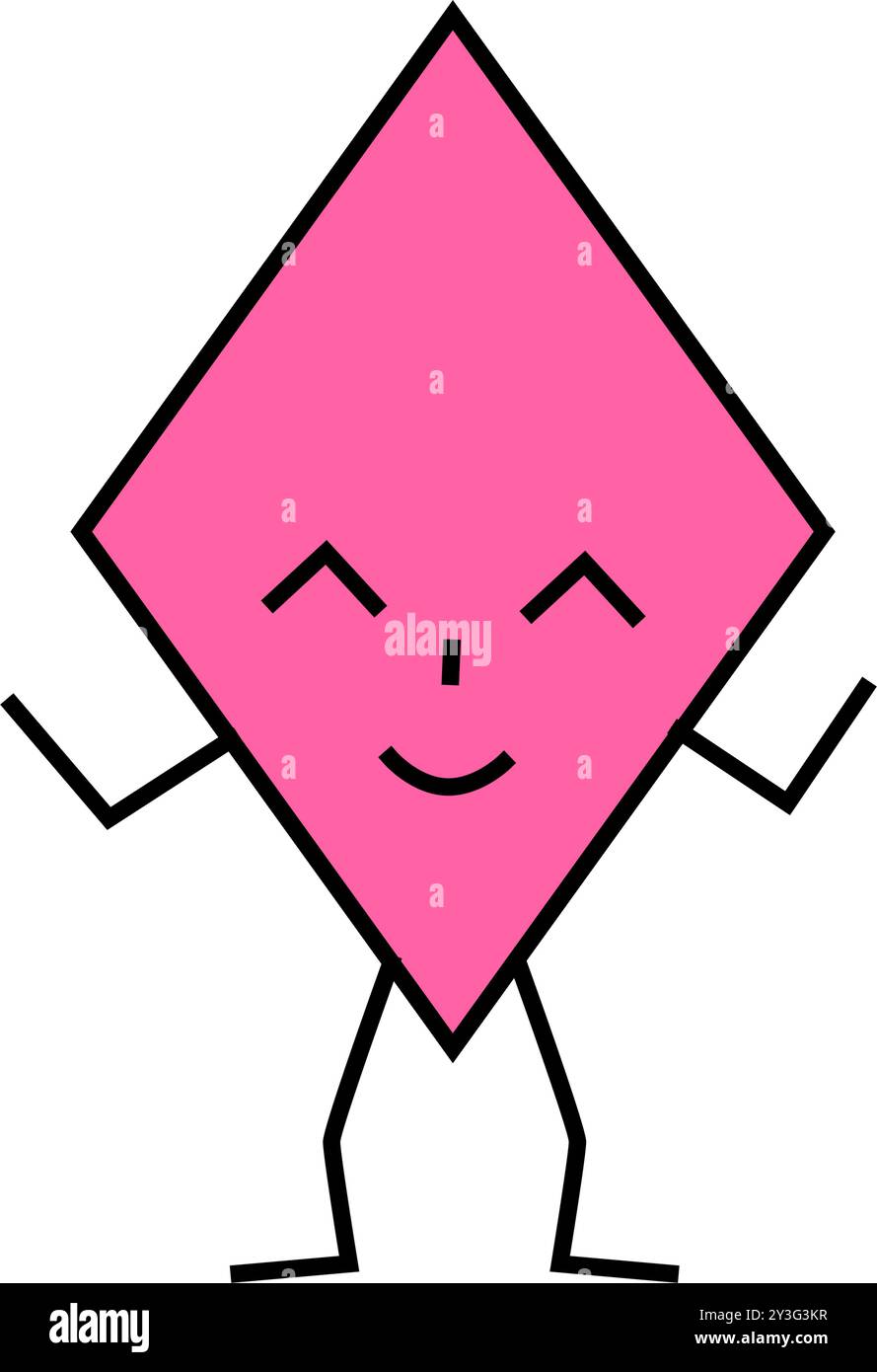 rhombus geometric shape character icon color illustration Stock Vector ...