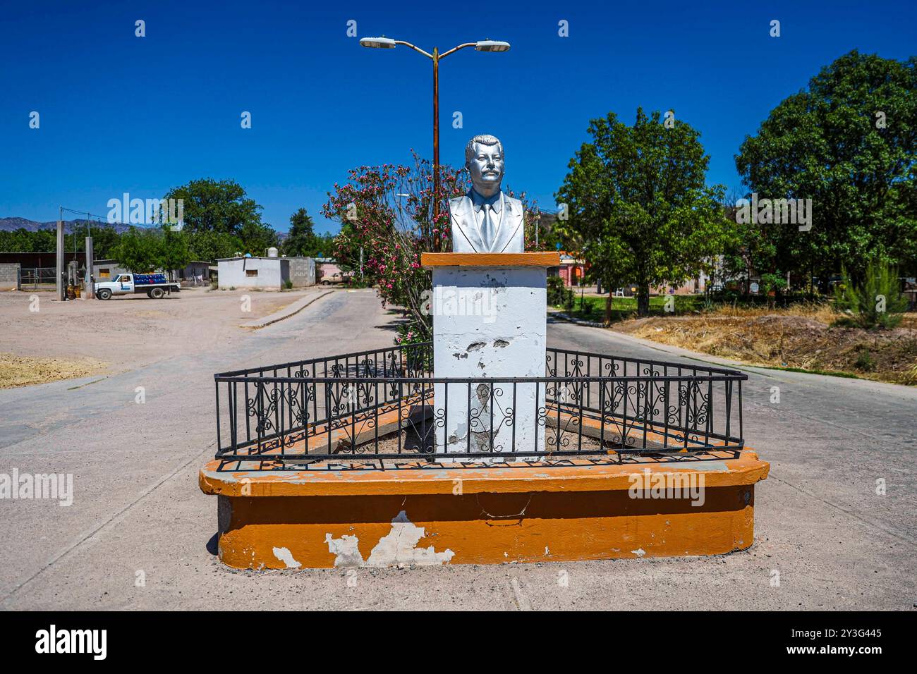 Monument to Luis Donaldo Colosio in the town of Las Delicias on the ...