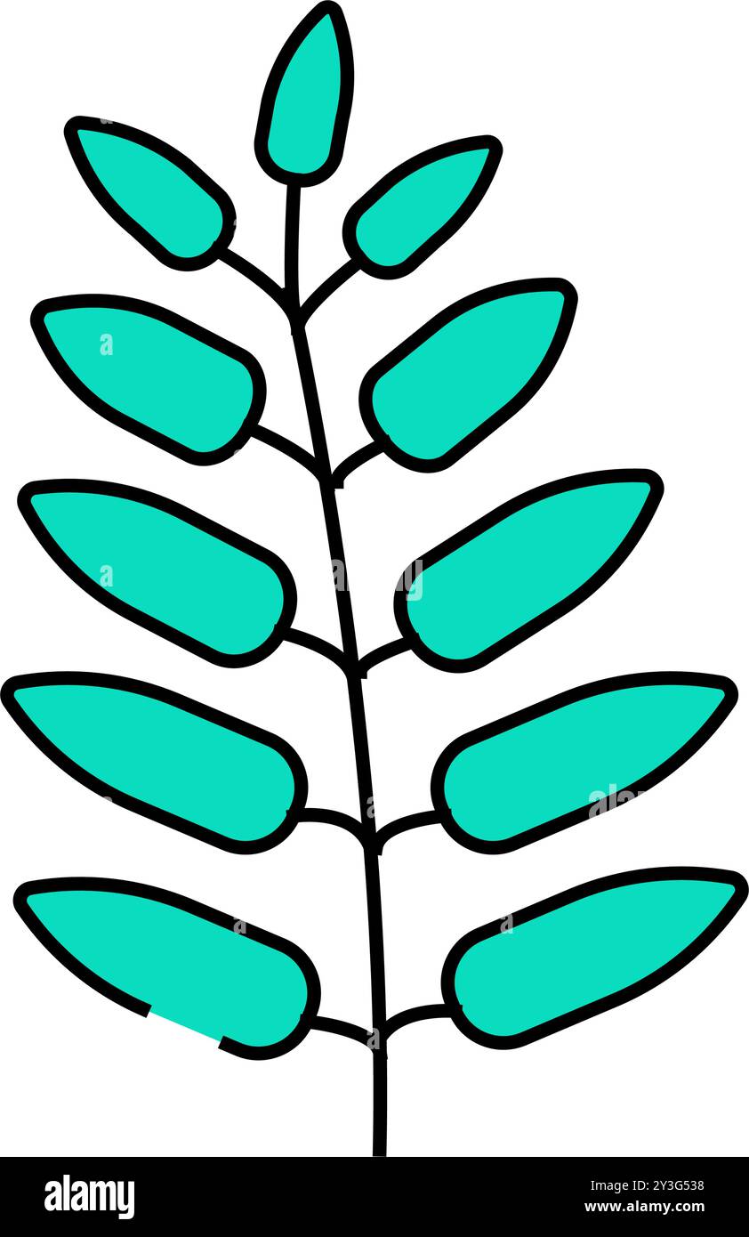 royal fern tropical leaf icon color illustration Stock Vector Image ...