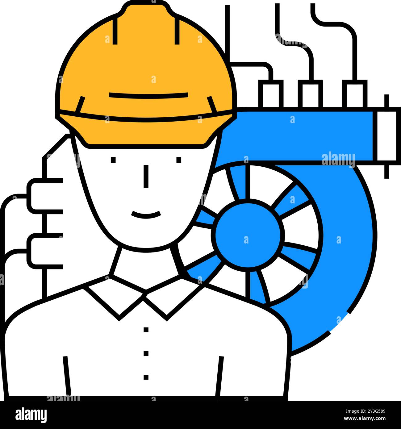 industrial mechanic repair worker icon color illustration Stock Vector ...
