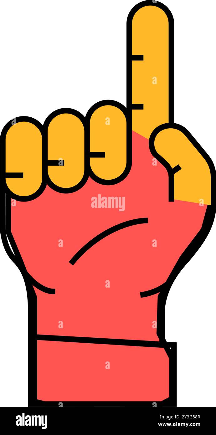 one number hand gesture icon color illustration Stock Vector Image & Art - Alamy