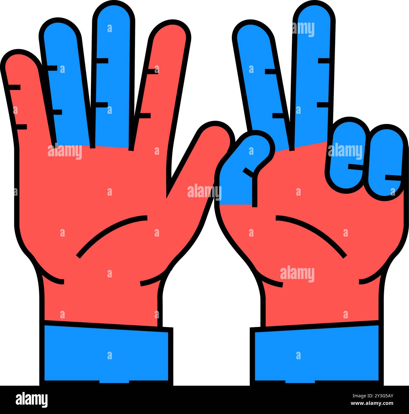 seven number hand gesture icon color illustration Stock Vector Image & Art - Alamy