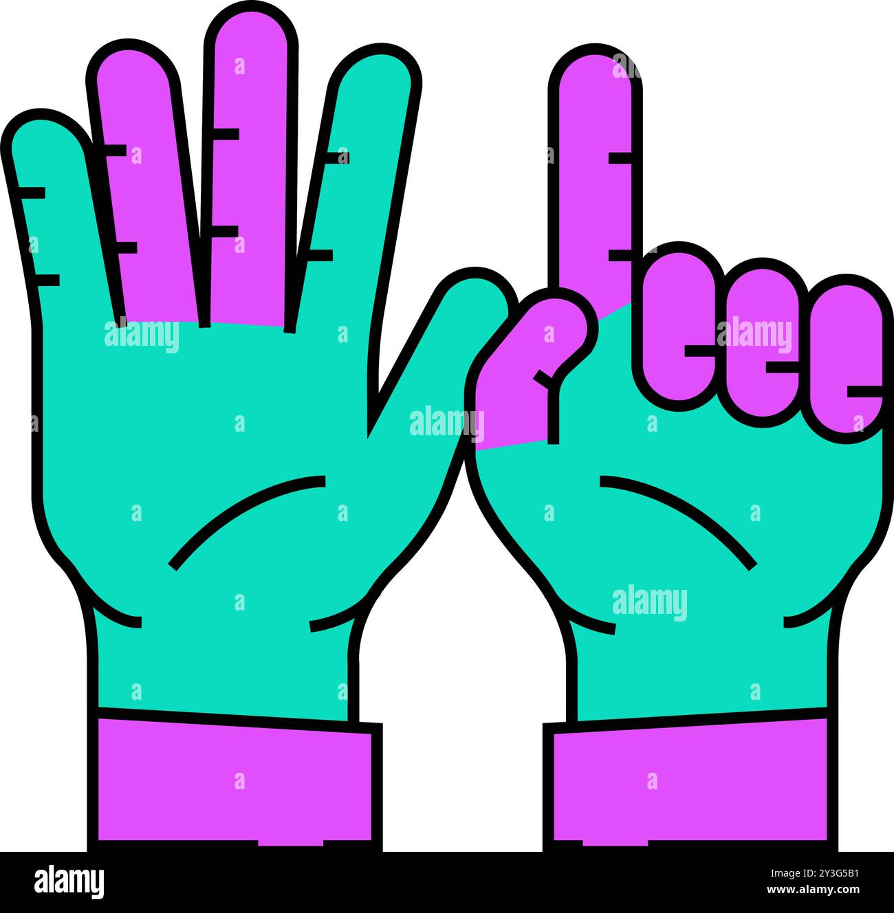 six number hand gesture icon color illustration Stock Vector Image & Art - Alamy