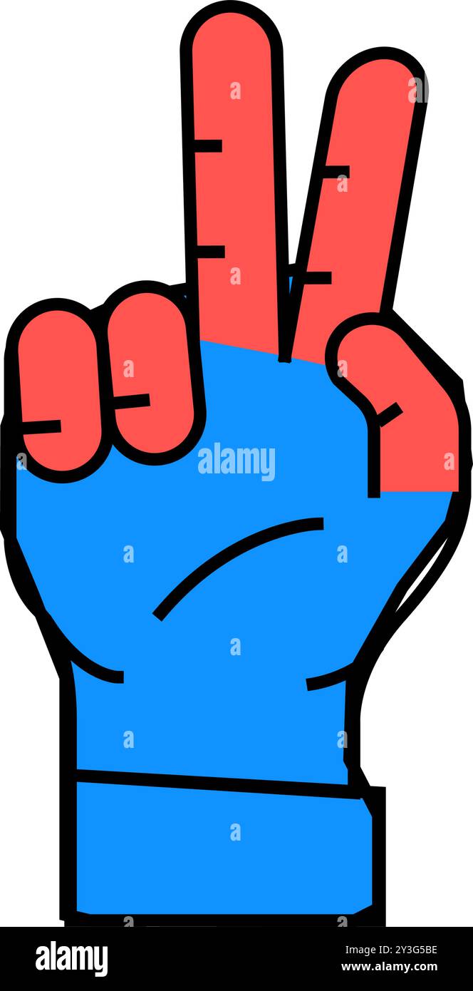 two number hand gesture icon color illustration Stock Vector Image ...