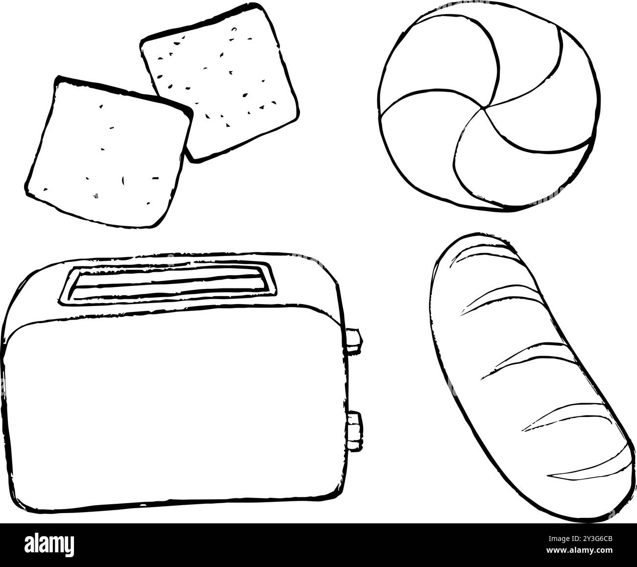 Bread rolls cartoon Black and White Stock Photos & Images - Alamy