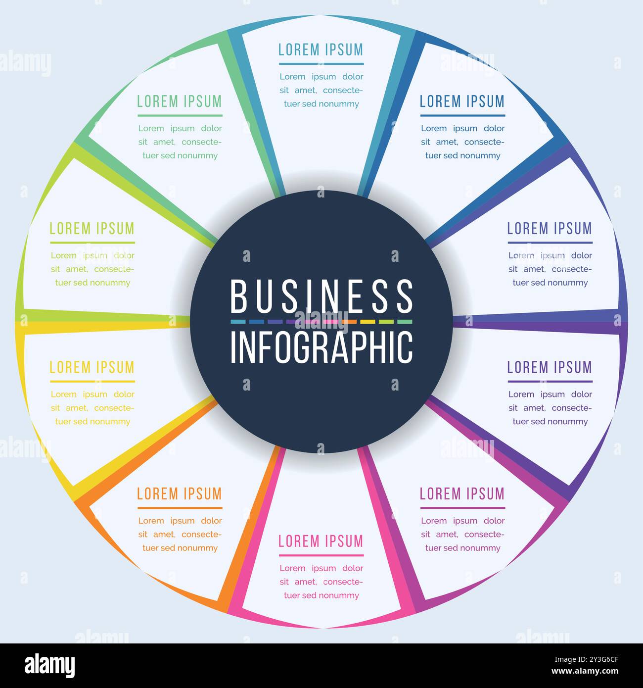Circle Infographic design 10 steps, objects, elements or options ...