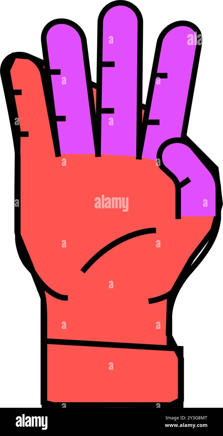 four number hand gesture icon color illustration Stock Vector Image & Art - Alamy