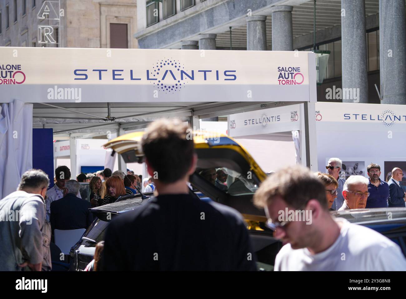 Turin, Italy - September 13, 2024: Open-air stand of Stellantis, one of ...