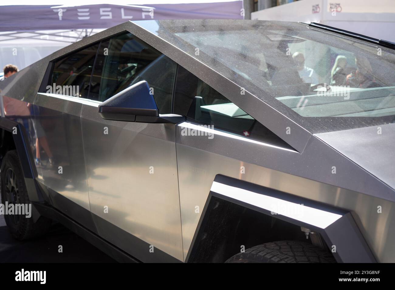 Turin, Italy - 13 September 2024: The Tesla Cybertruck CyberBeast is a ...