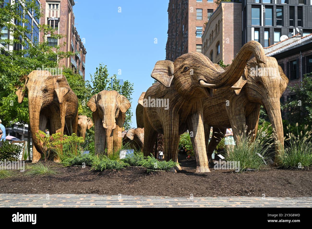 Life-size elephant sculptures are seen during the "Great Elephant ...