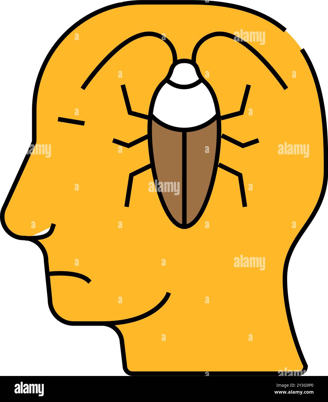 cockroaches in head, neurosis problem icon color illustration Stock ...