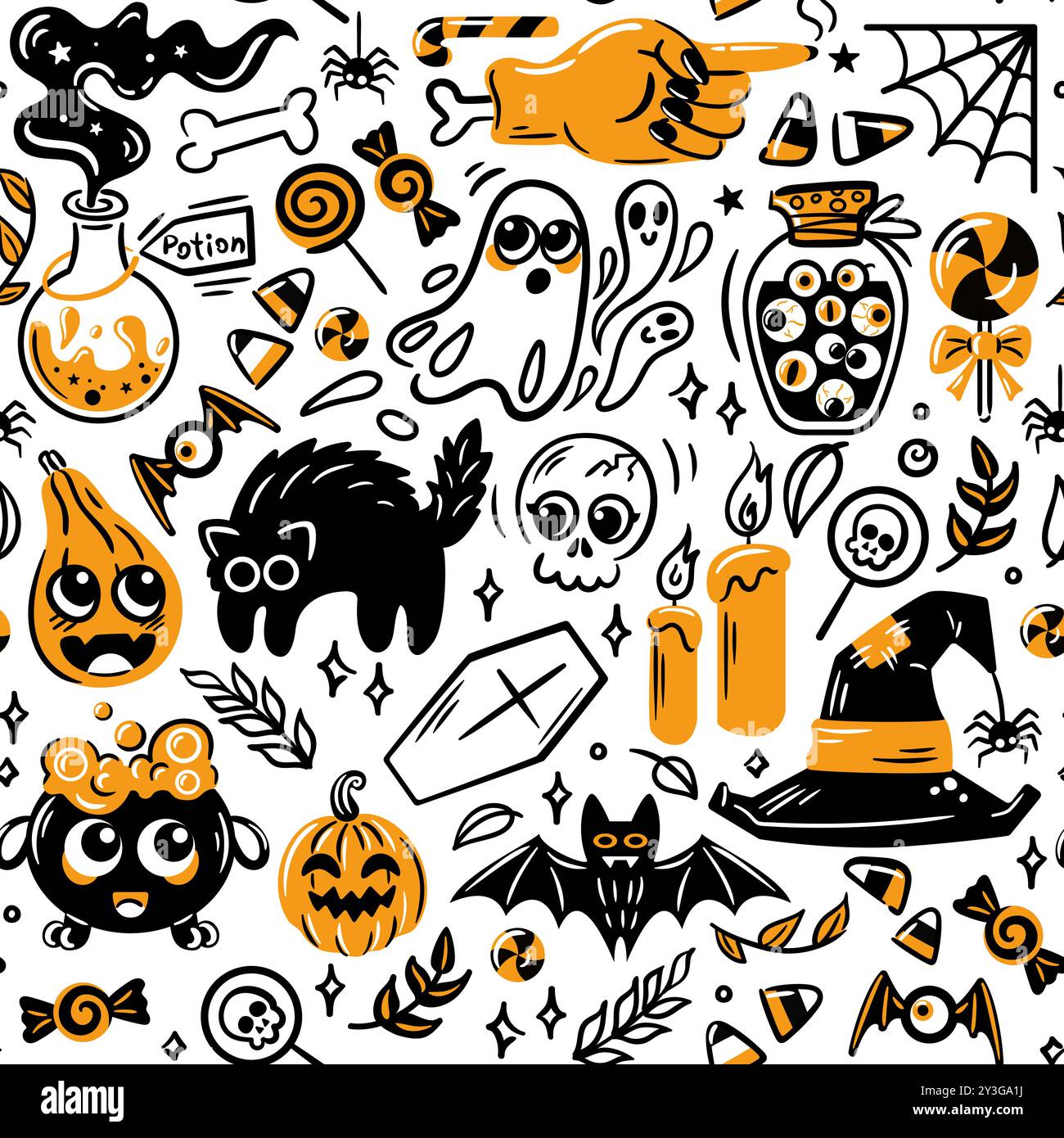 Halloween doodles spooky for the season. vector illustrations in sketch ...
