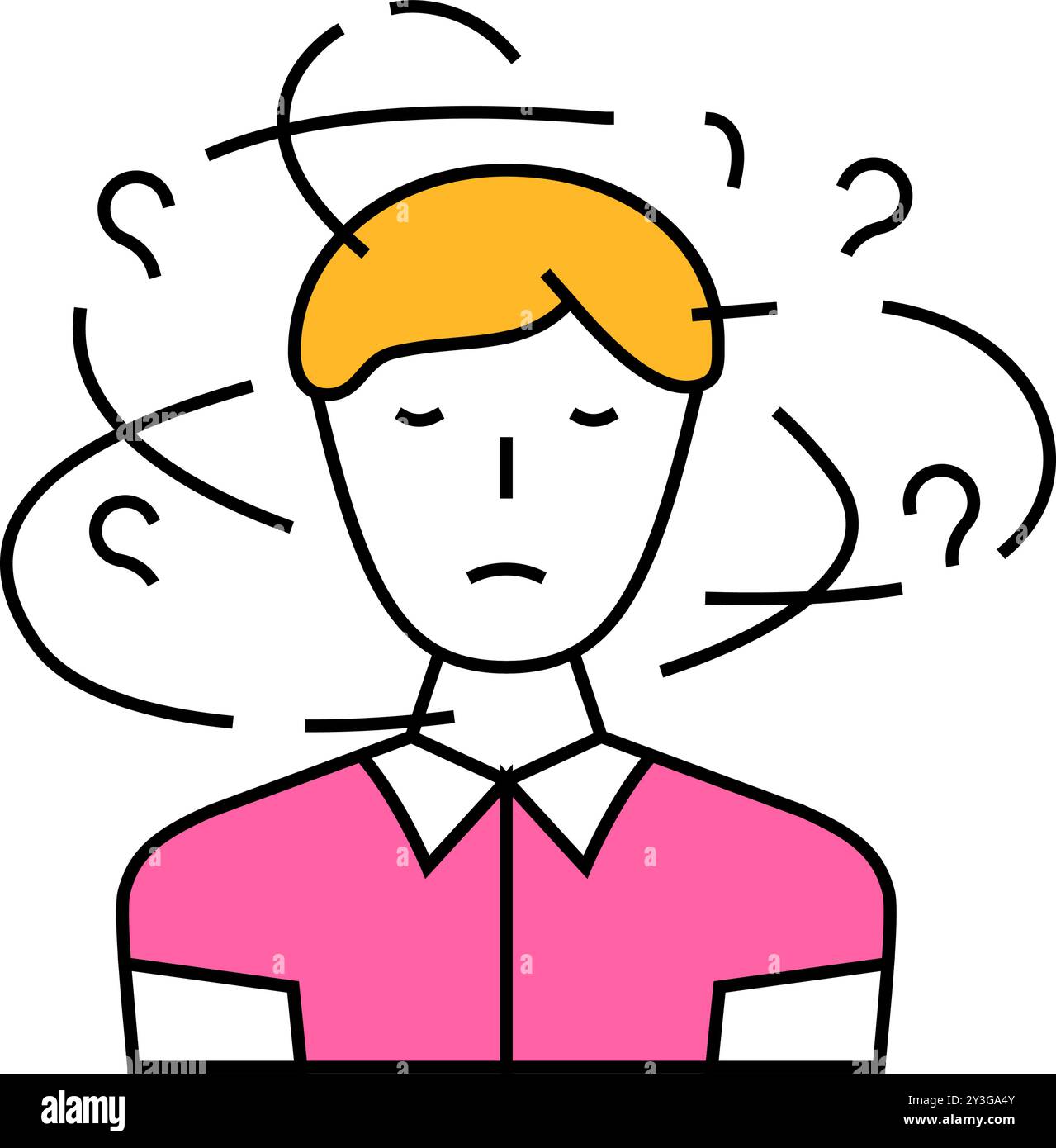 frustrated person stress headache icon color illustration Stock Vector ...