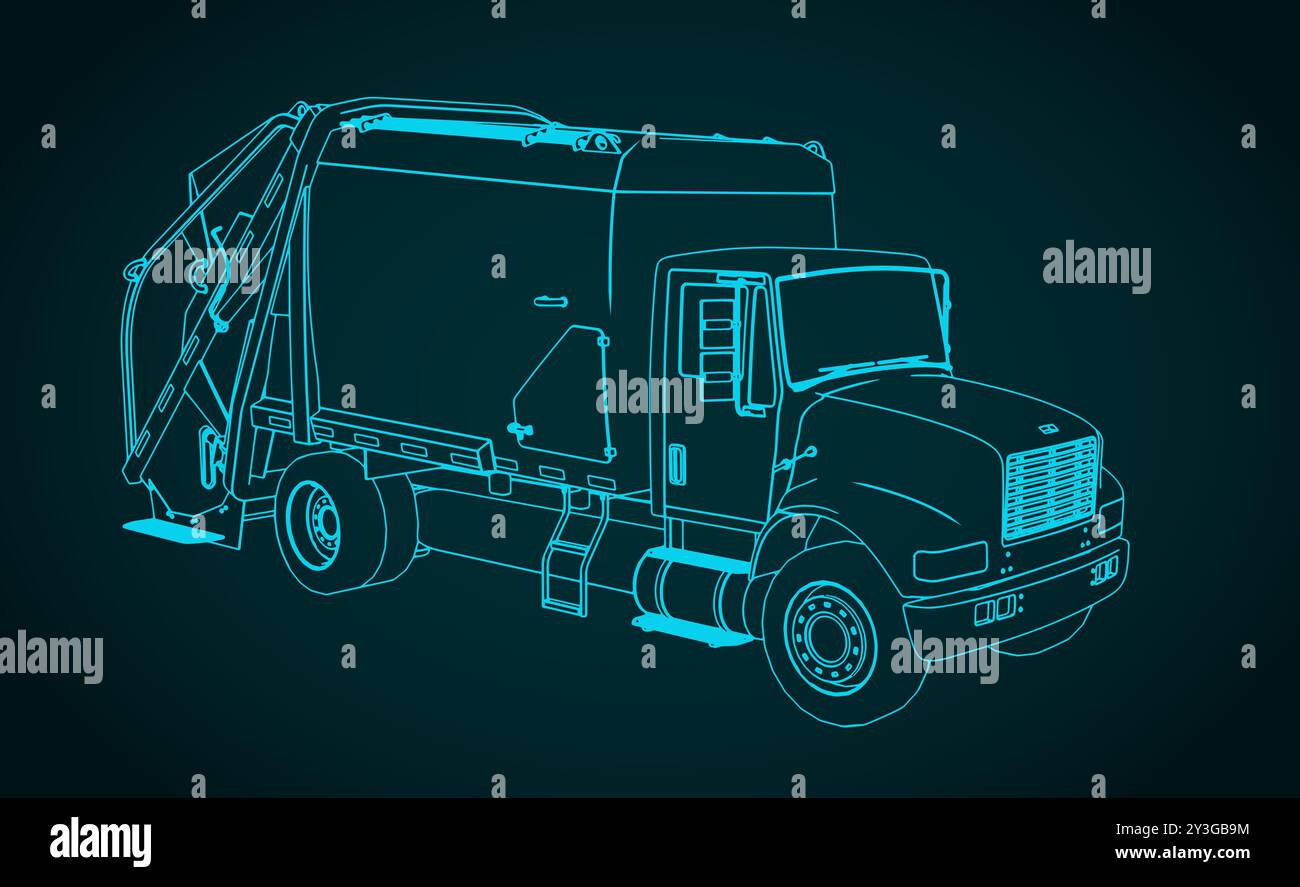 Stylized vector illustration of a garbage truck Stock Vector Image ...