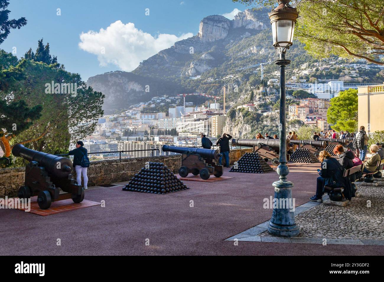 Tourists enjoying the view from the panoramic terrace of Palazzo Square ...