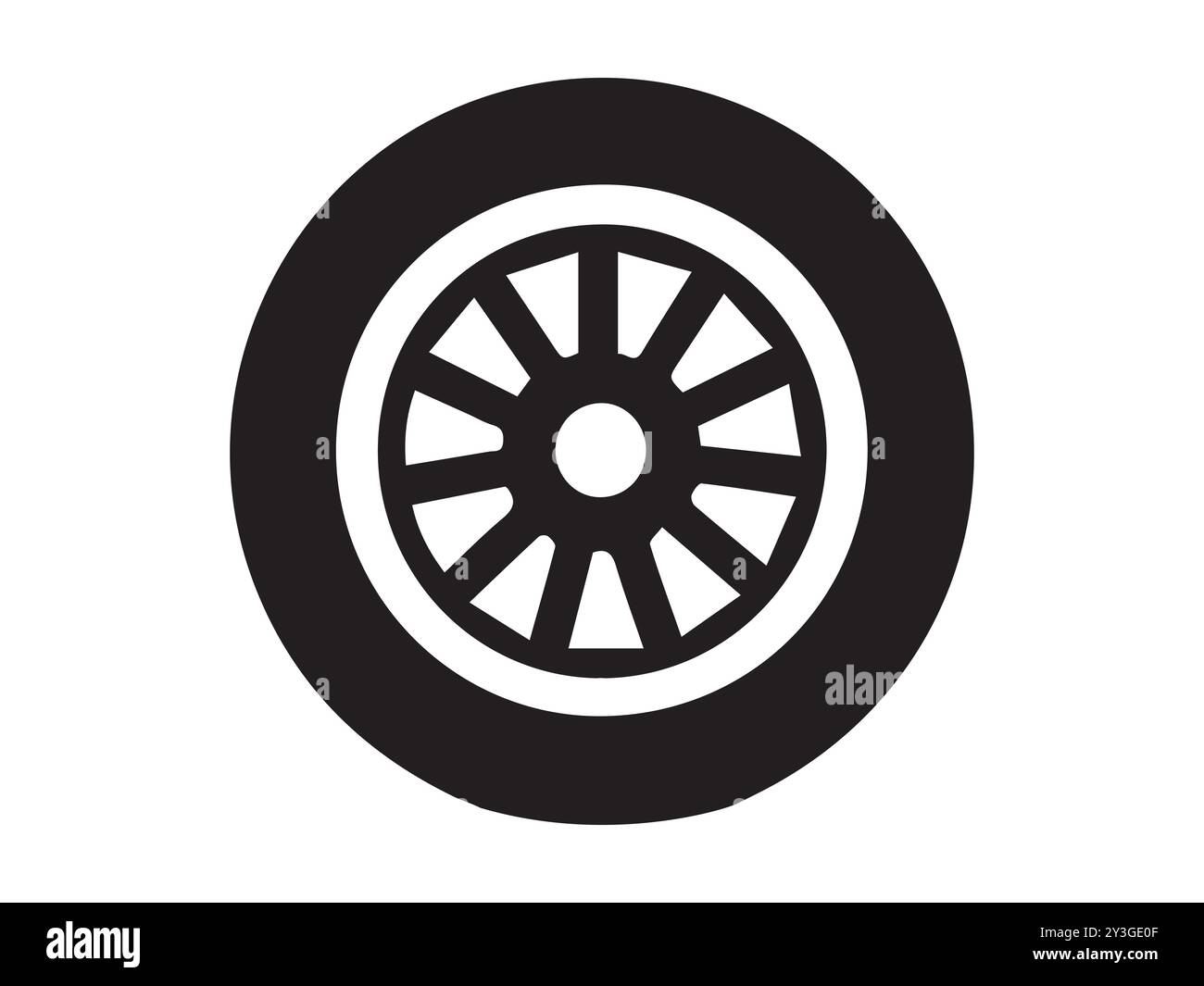 Black tire with alloy wheel isolated on a white background. Concept of car part, automotive ...