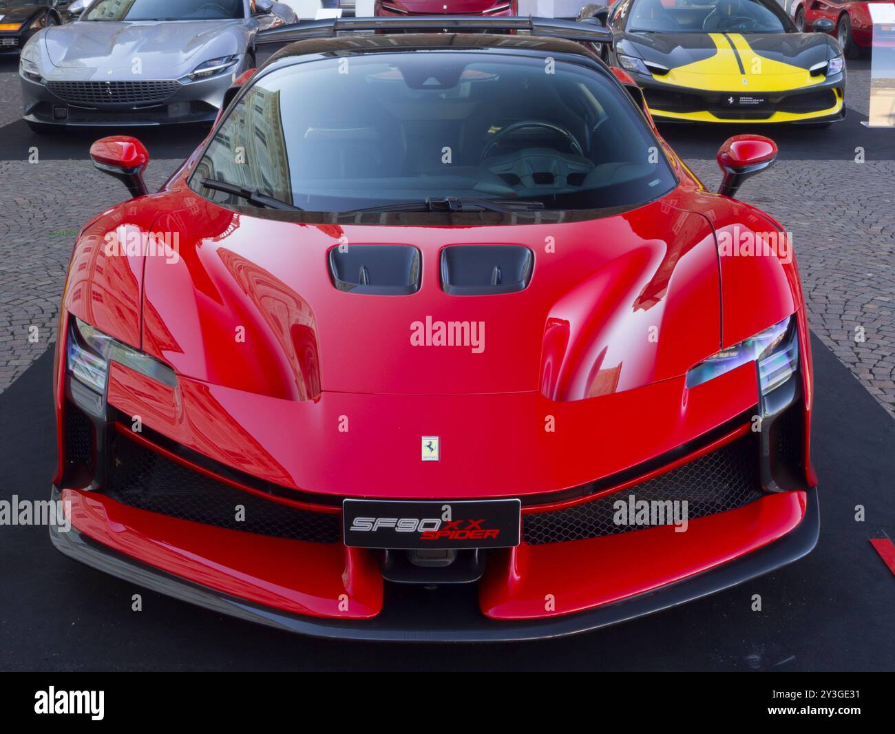 Torino, Italy. 13th Sep, 2024. Ferrari SF90 XX Spider at Ferrari stand ...