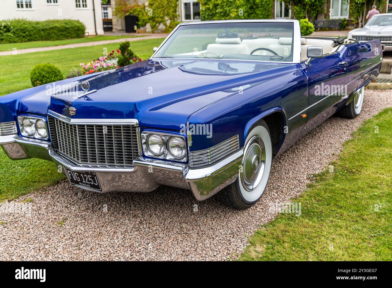 Bristol, UK- August 11, 2024: Blue Cadillac DeVille Convertible most ...