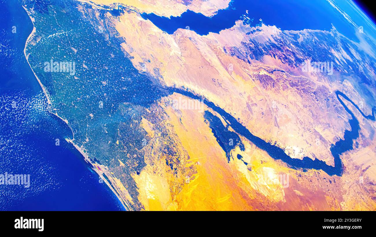 Cairo Nile River. Digital enhancement of an image by NASA Stock Photo ...