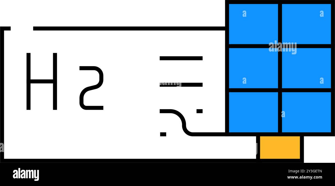 production hydrogen with solar panels icon color illustration Stock ...