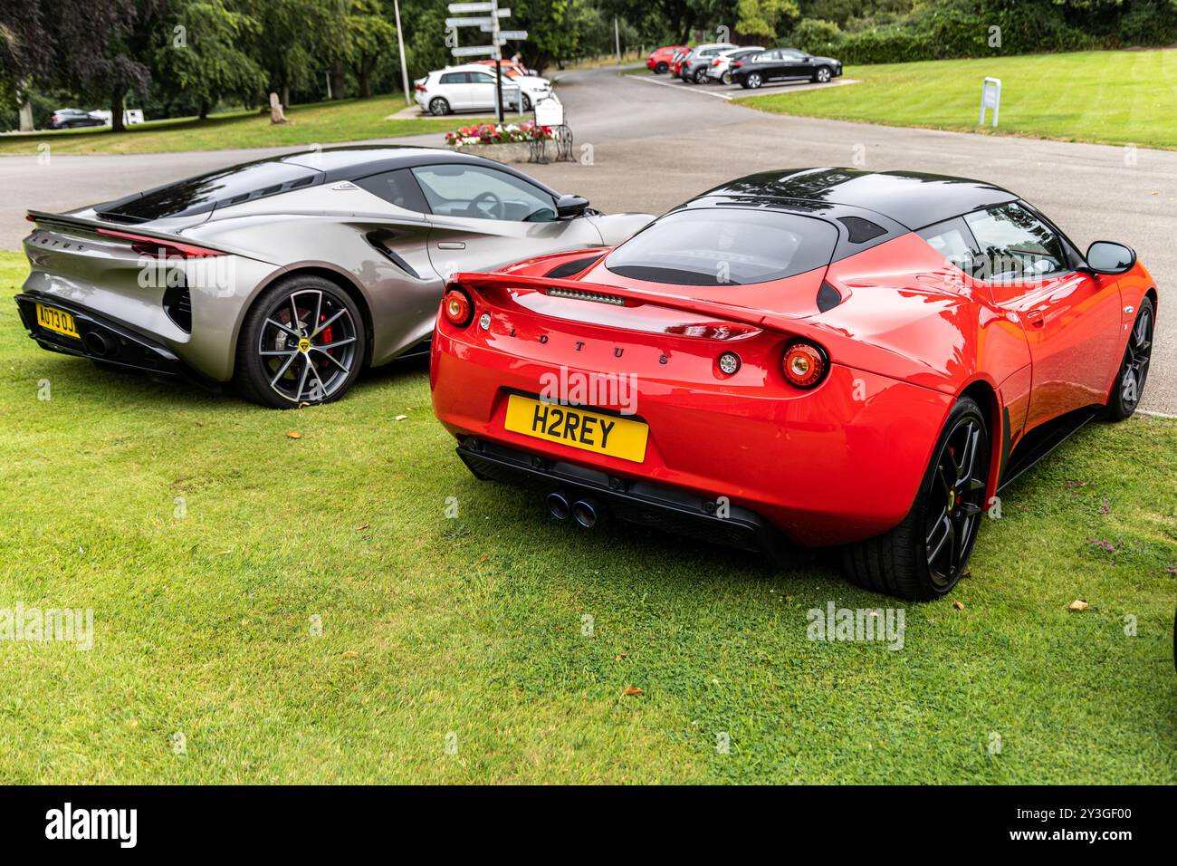 Bristol, UK- August 11, 2024: Rear of Red and Grey Lotus Elise and ...