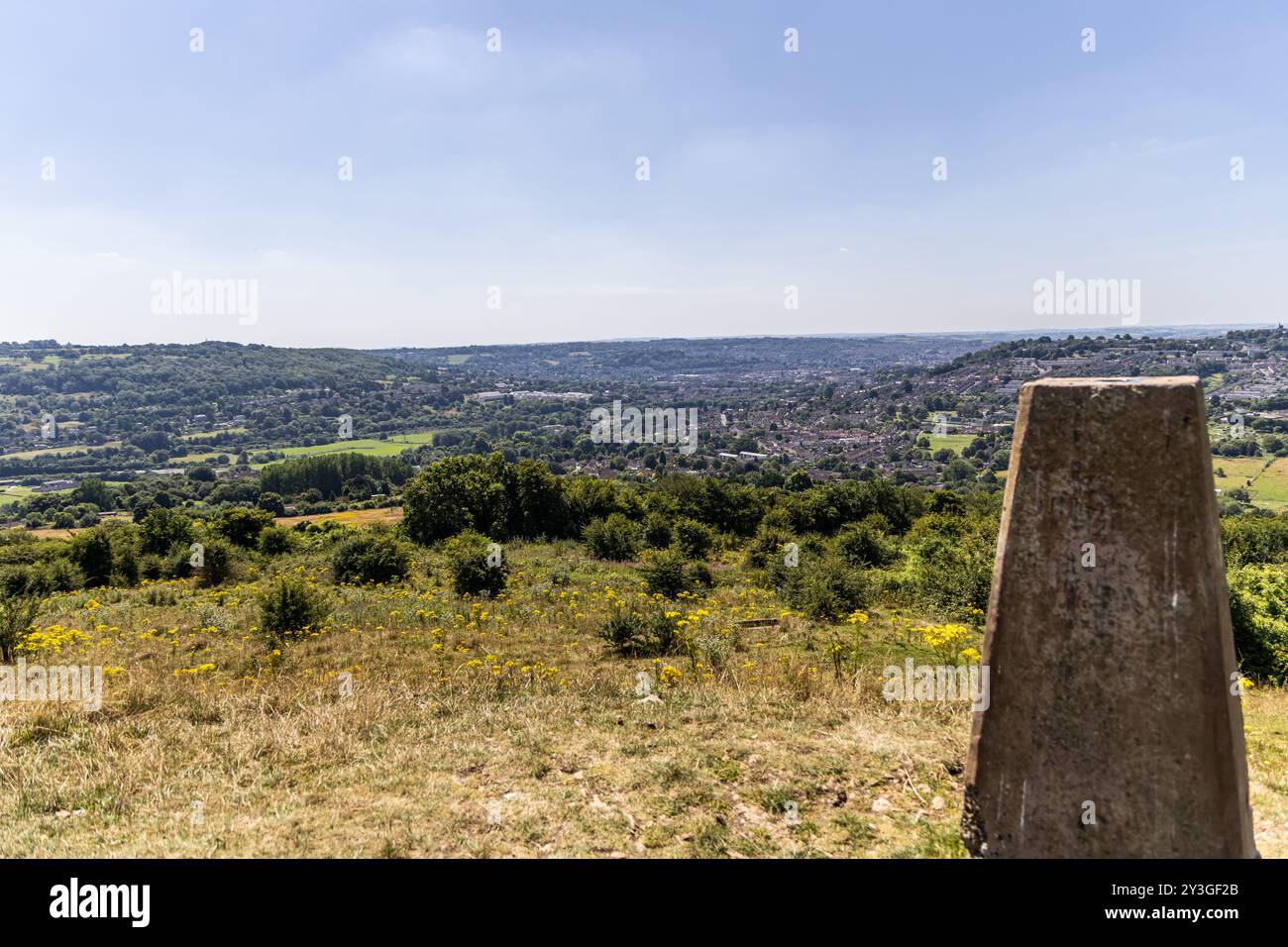 A view from Little Solsbury Hill to Upper Swainswick village near Bath ...