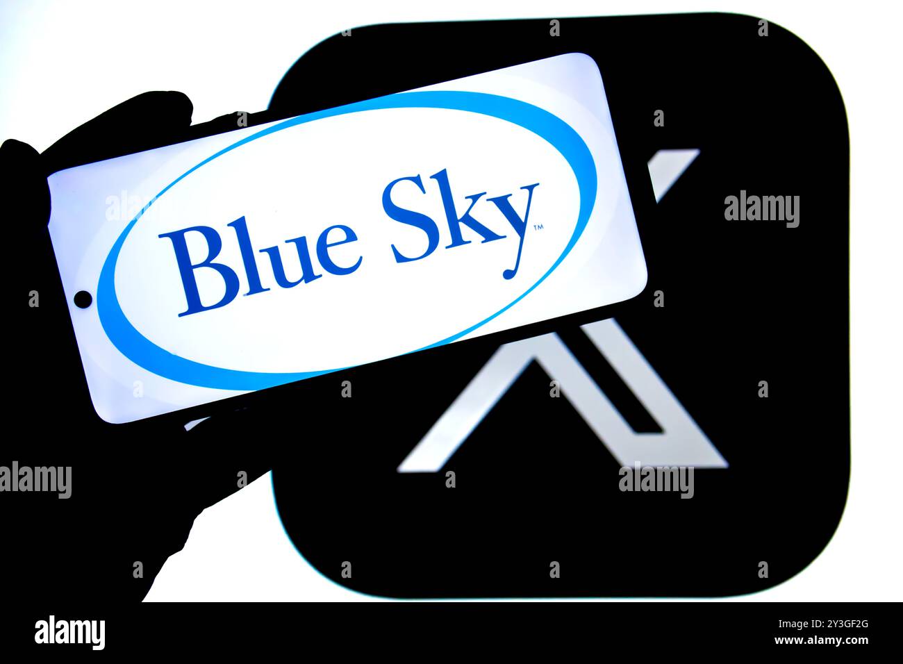 In this photo illustration, a Blue Sky logo seen displayed on a ...
