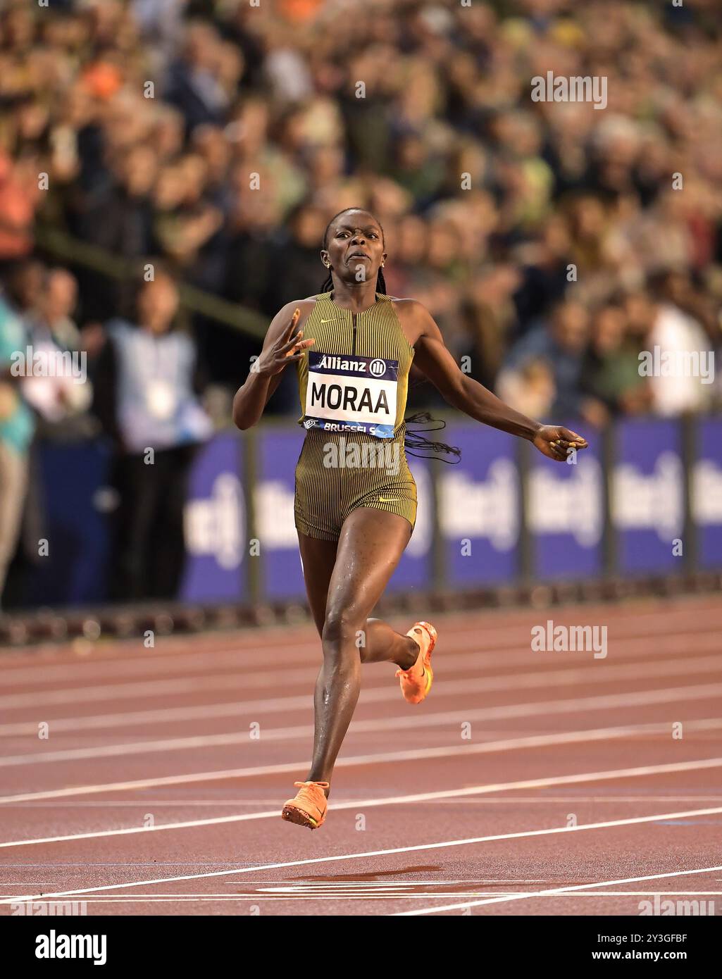 Mary Moraa competing in the 800m women’s race at the Memorial Van Damme ...