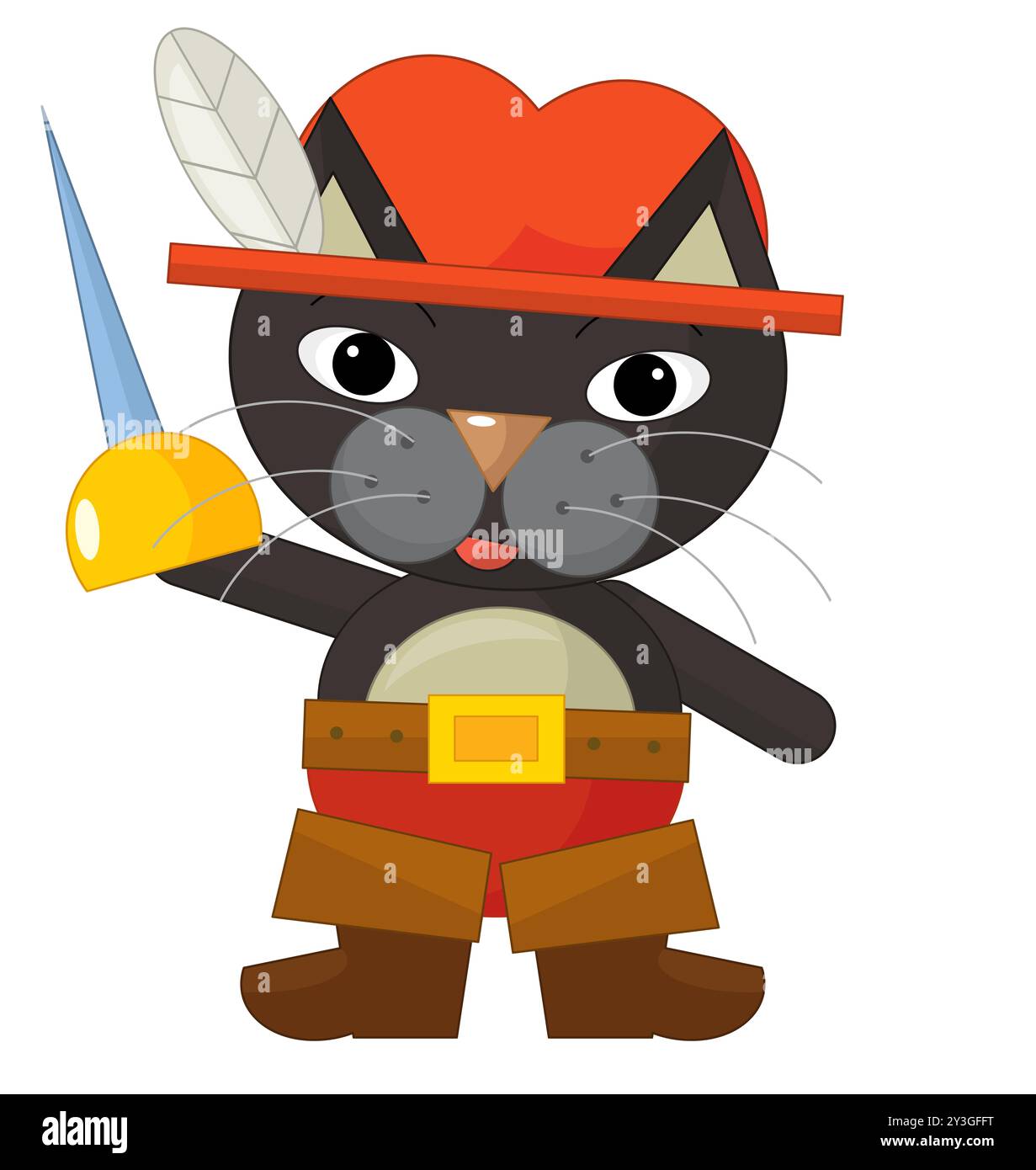 cartoon scene with character puzzle cutout warrior animal cat in boots ...