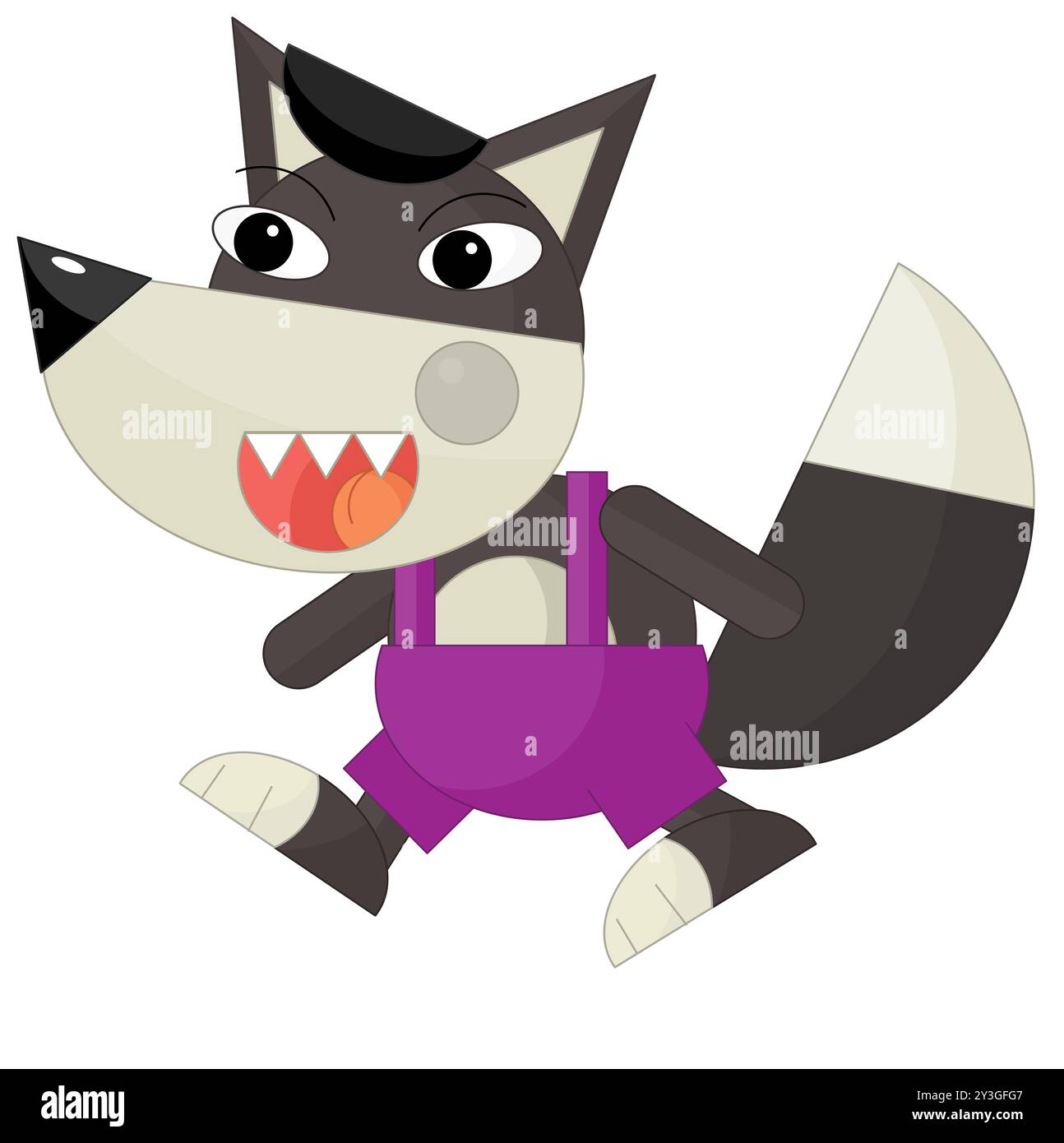 cartoon scene with character puzzle cutout medieval animal wolf dog ...