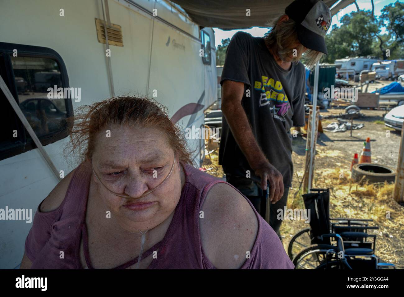 Sacramento, Ca. 5th Aug, 2024. Camp Resolution resident Shonn Adams, 55 ...